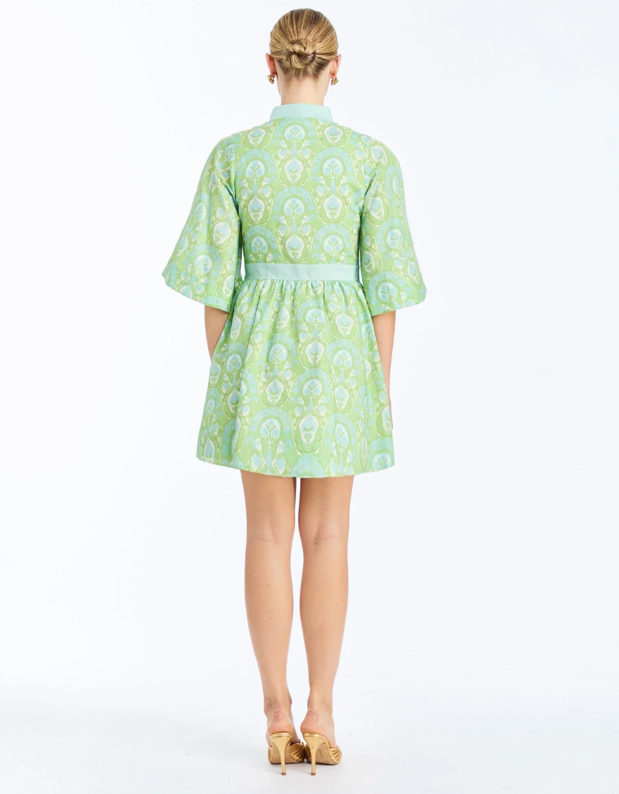 Carmen Mini Dress in Trellis Verte – nk boutique baton rouge
