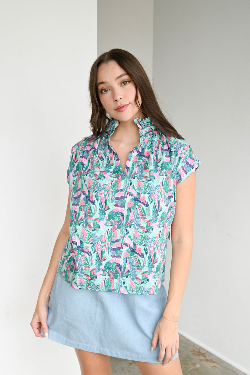 Vicki Short Sleeve Top in April Flowers Light – nk boutique baton rouge